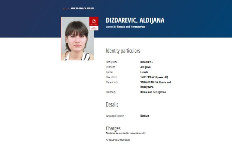 Raspisana crvena interpolova potjernica za Aldijanom Dizdarević iz ...